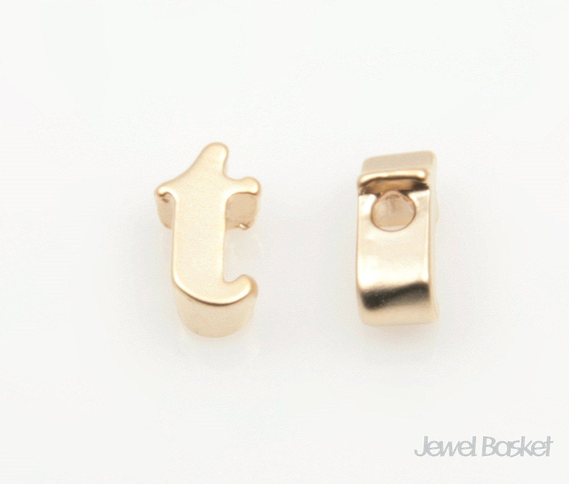 Matte Gold Lower Case Alphabet - 2pcs Small Letter "t" / 3.6mm X 6.7mm ...