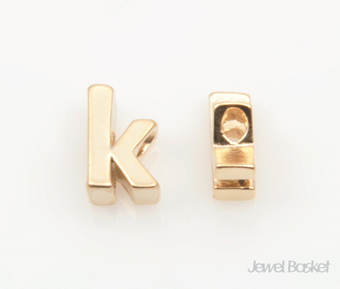 Matte Gold Lower Case Alphabet - 2pcs Small Letter "k" / 4.2mm X 7.2mm ...