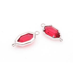 2pcs - Ruby Color and Gold Framed Glass Connector / Ruby / Red / 16k ...