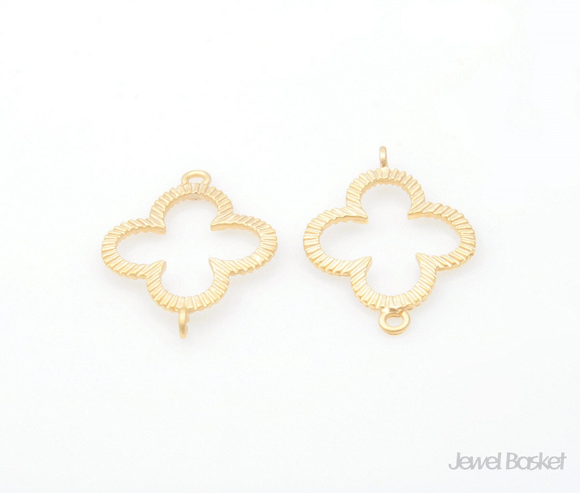 Clover Connector in Matte Gold 2pcs Clover Jewelry Connector - Etsy