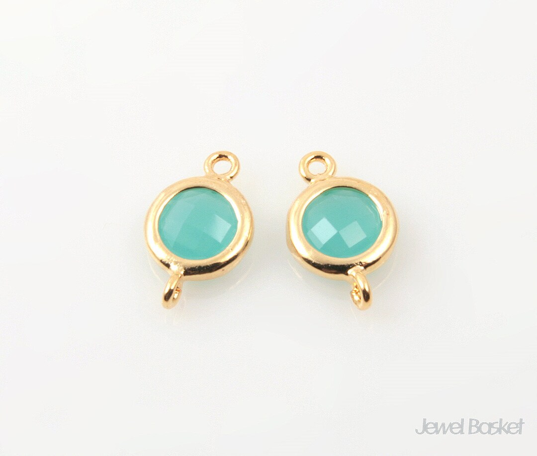 Mint Color Glass and Gold Frame Connector / 6mm X 10mm / SMTG059-C ...