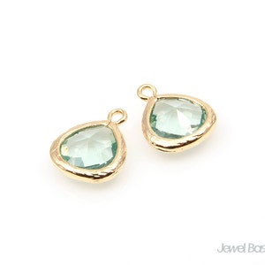 Erinite Color Glass and Gold Framed Pendant - 2pcs Erinite Glass ...