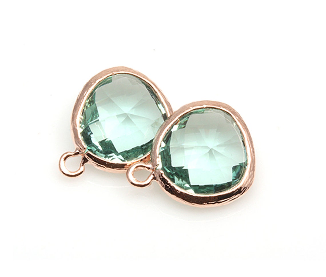 2pcs - Erinite Color and Rose Gold Framed Glass Pendent / Erinite ...
