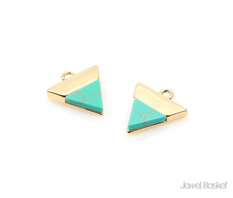 Triangle Turquoise Charm in Gold / turquoise / 16k gold plated | Etsy