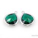 2pcs - Emerald Color Glass and Silver Framed Pendent / Emerald / Green ...