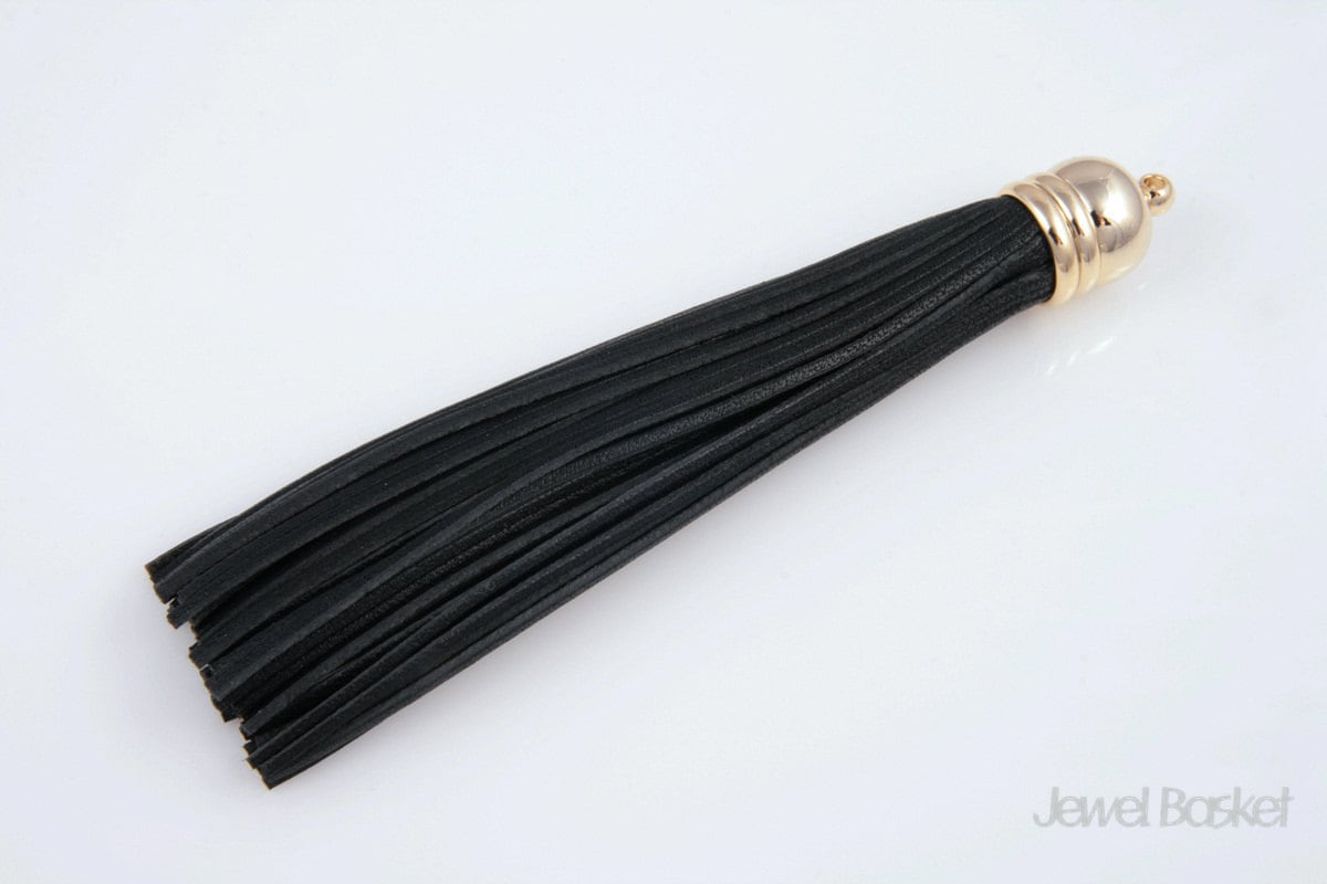 1pcs - Black Color Genuine Leather Tassel With Gold Cap / Black ...