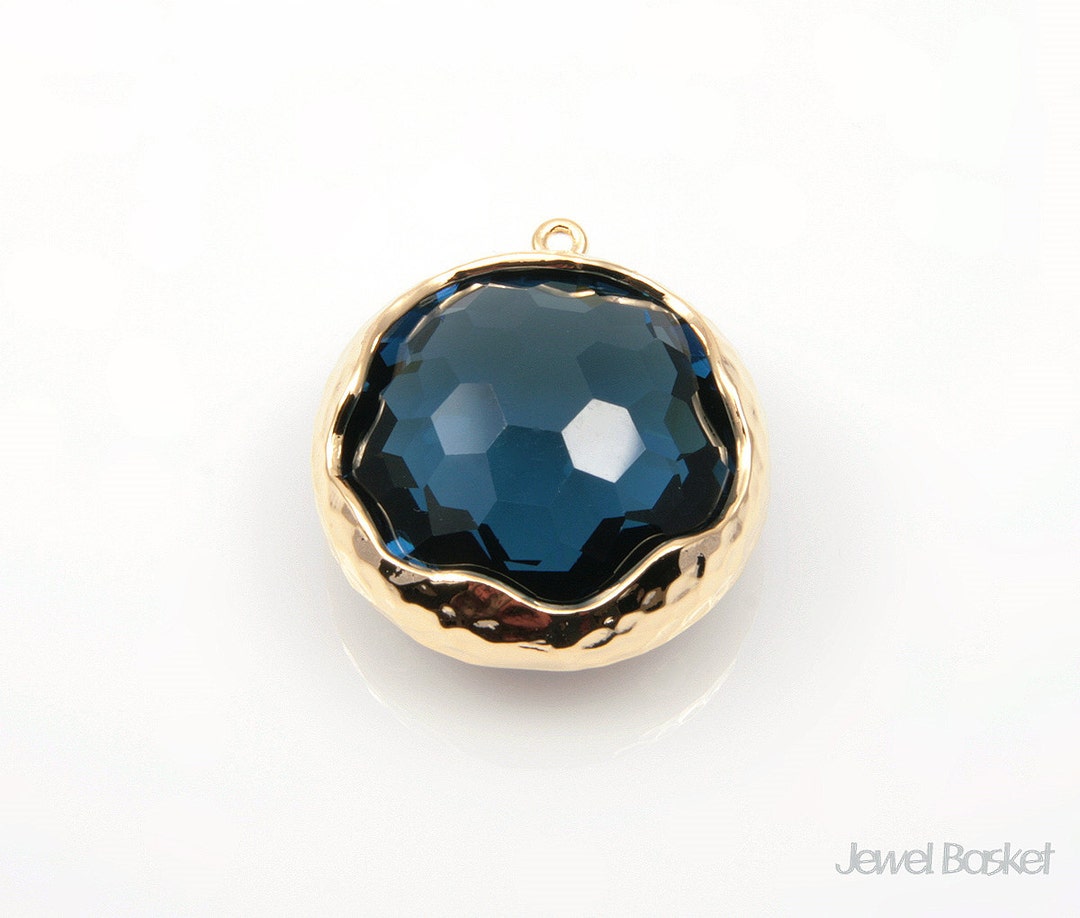 Montana Blue Glass and Gold Framed Round Pendant - 1piece of Montana ...
