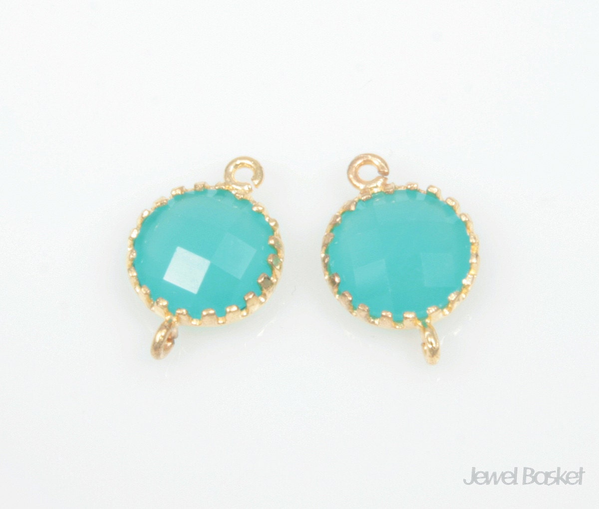 Mint color and Gold Framed Glass Connector / 8mm x 12mm / | Etsy