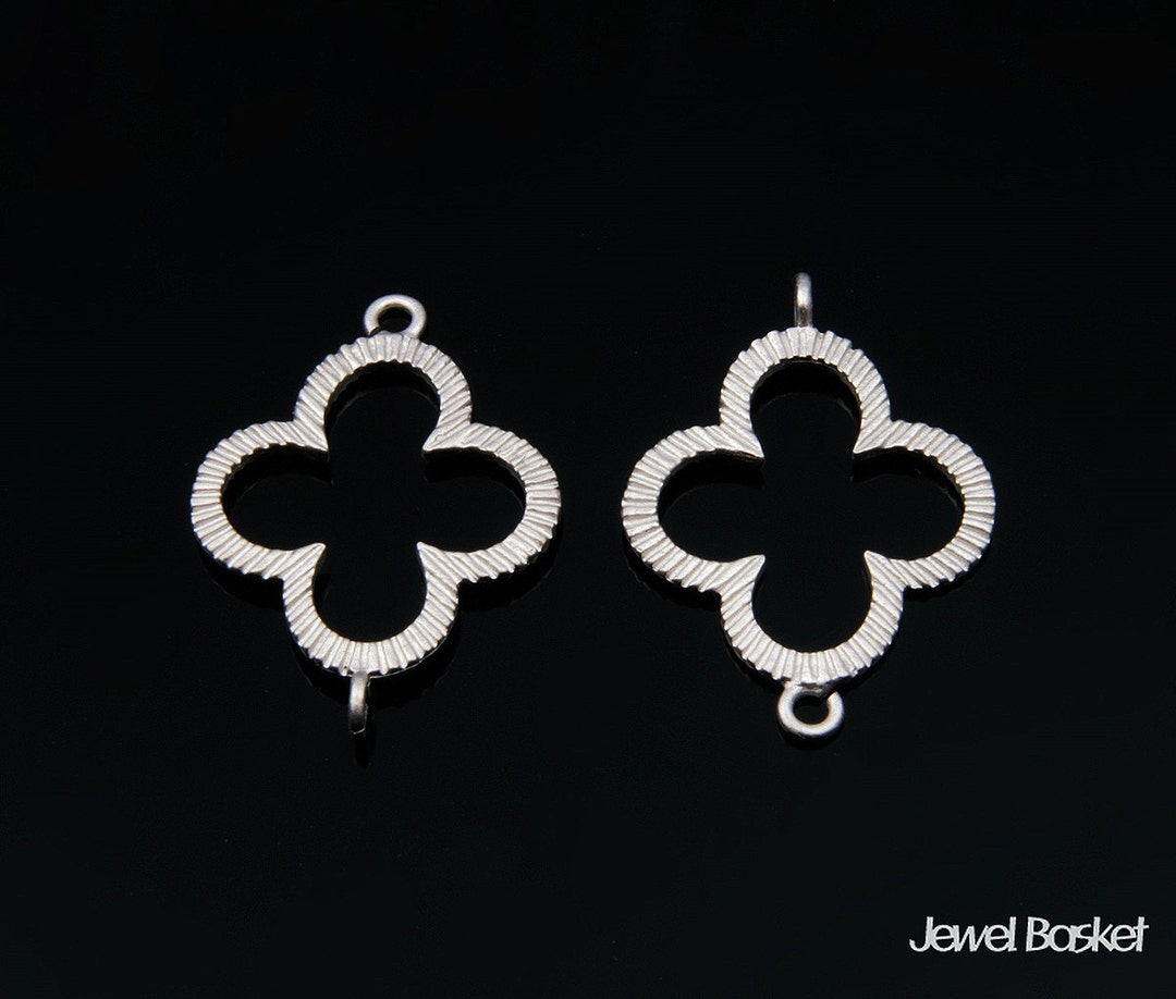 Clover Connector in Matte Rhodium, 2pcs Clover Jewelry Connector / 20mm ...