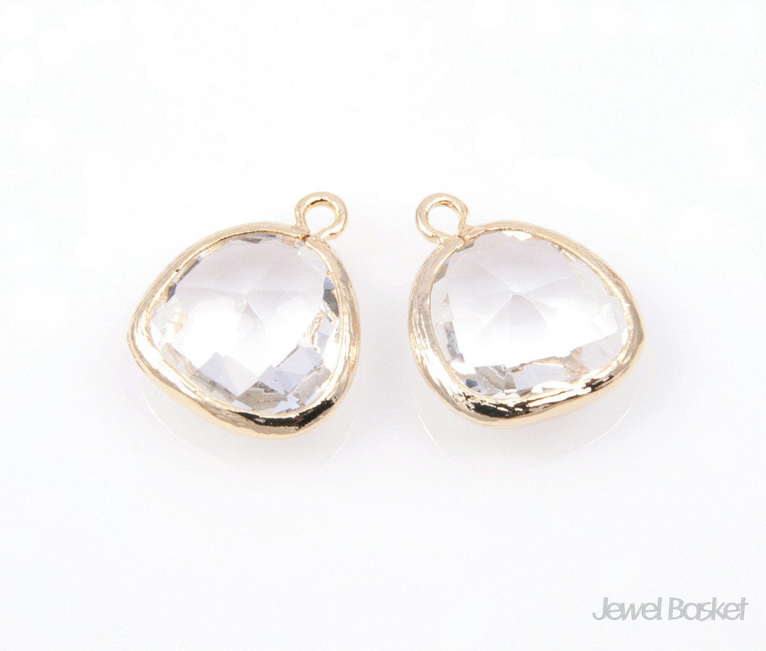 2pcs - Crystal Color and Gold Framed Glass Pendent / Crystal / Clear ...