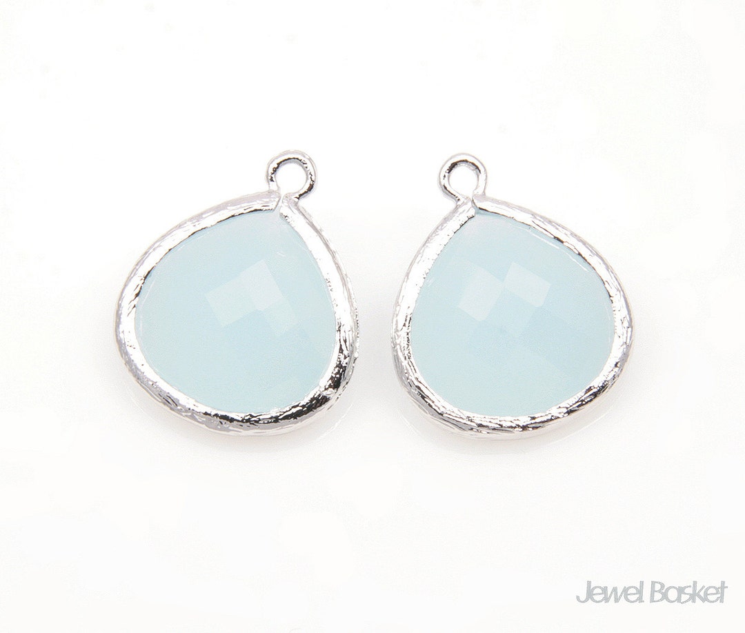 2pcs - MARKDOWN - Alice Blue Color and Polished Silver Framed Glass ...