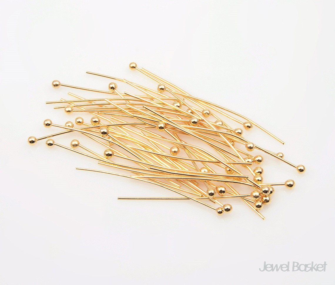 22 Gauge Ball Pins Gold Plated Over Brass / 30mm and 2mm Head - Etsy