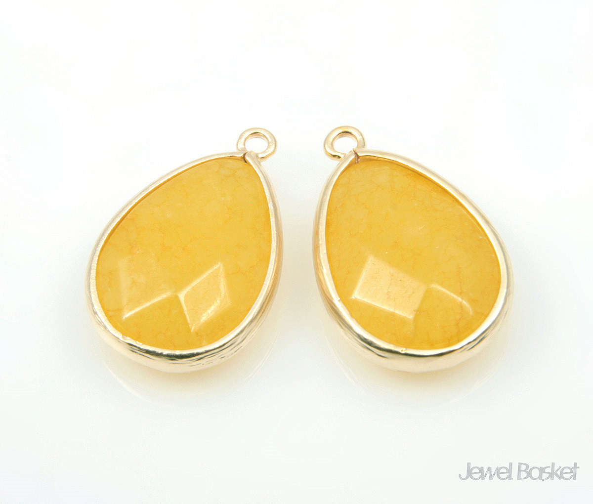 2pcs Mustard Color Stone and Matte Gold Framed Teardrop - Etsy