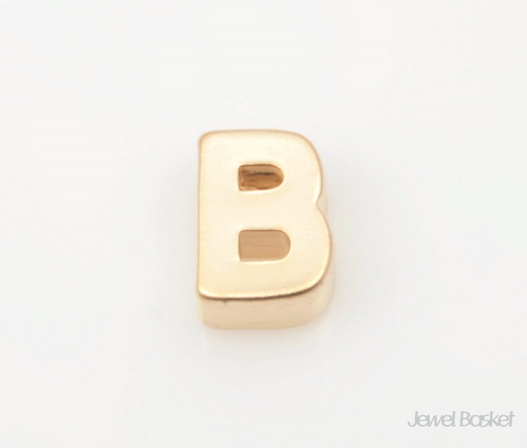Brass Beads Matte Gold Upper Case Alphabet Capital Letter - B (2pcs ...