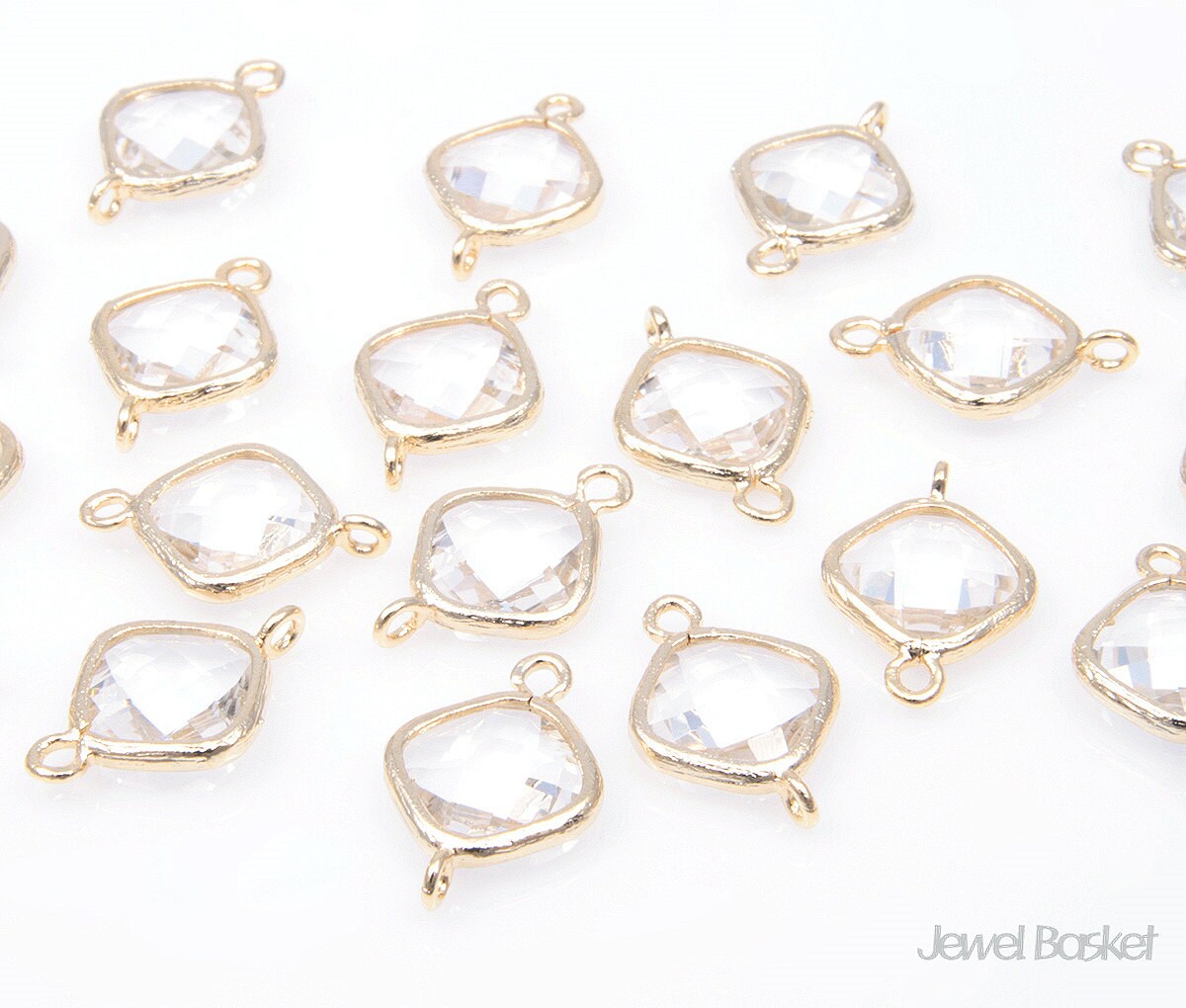 2pcs Crystal Glass and Gold Framed Diamond Connector / - Etsy