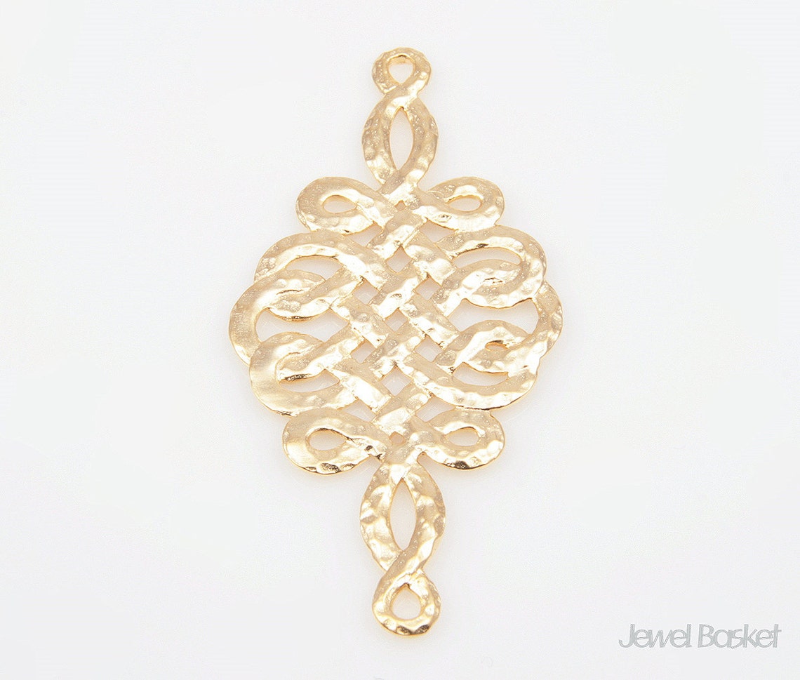 2pcs Hammered Knot Connector in Matte Gold / 24mm X 49mm / - Etsy