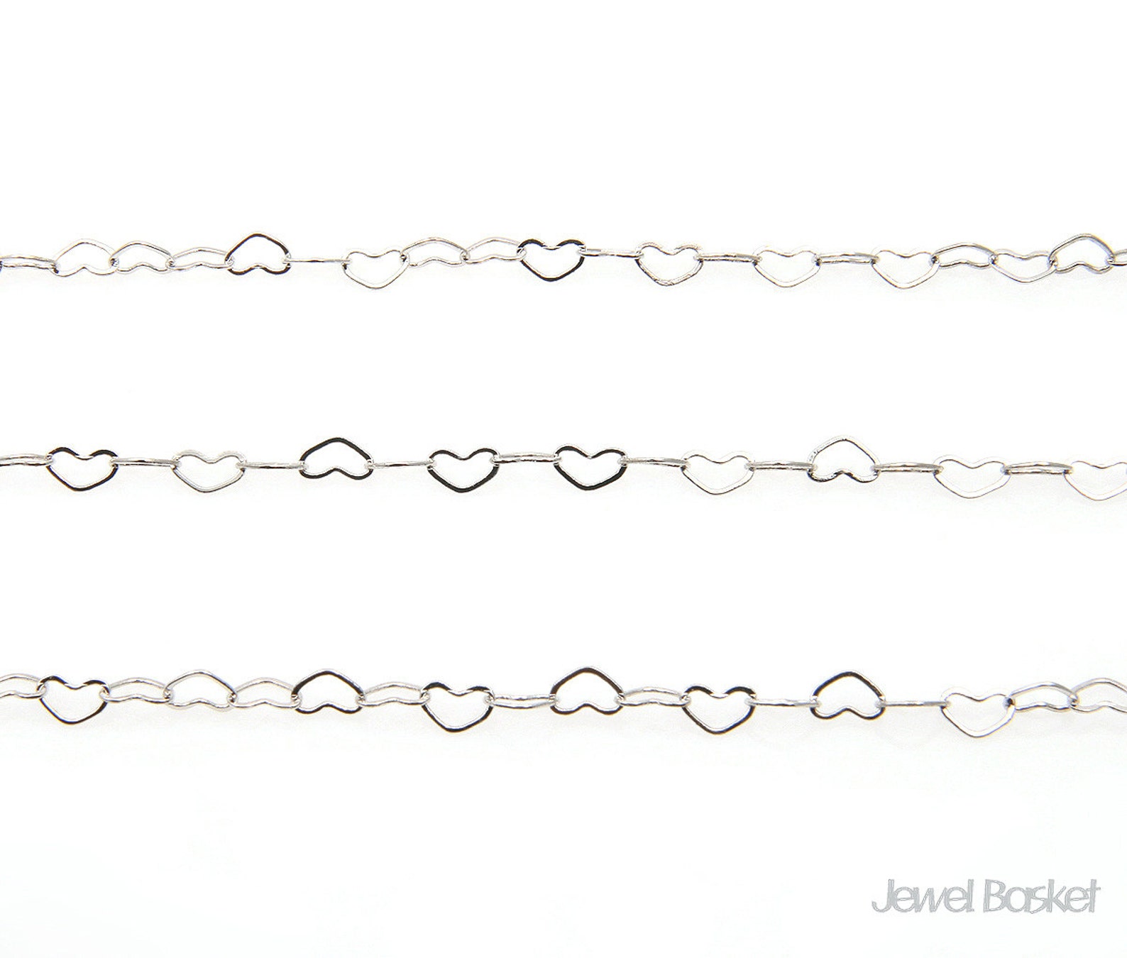 Heart Design Chain in Rhodium HL-1SF / 3.0mm / 100 Meters | Etsy