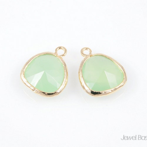 2pcs Light Mint Color and Matte Gold Framed Glass Pendent / - Etsy