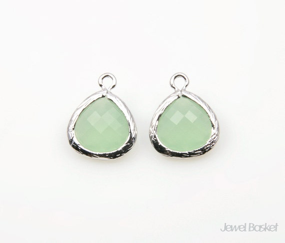 Light Mint Color Glass and Silver Framed Pendant 2pcs Light | Etsy