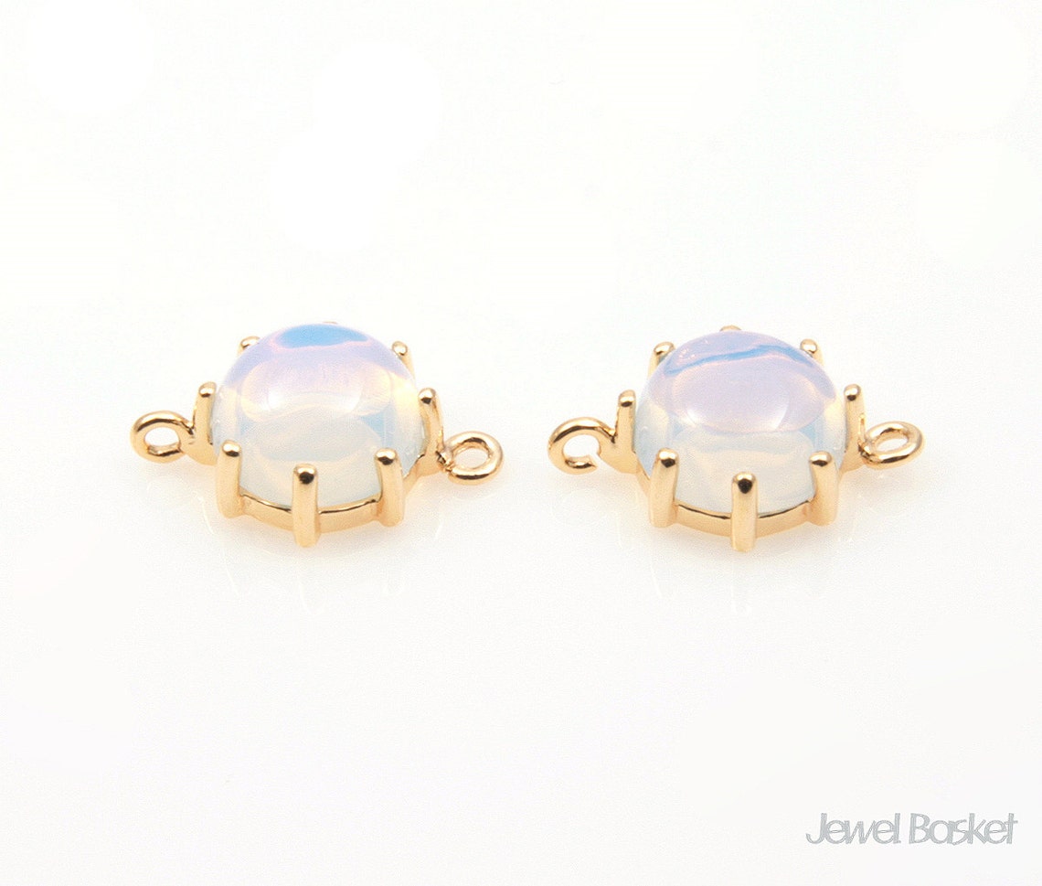 2pcs Violet Opal Color and Gold Framed Round Connector / | Etsy