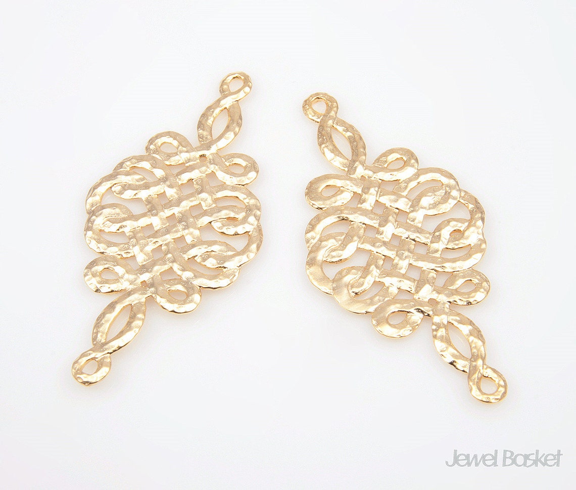 2pcs Hammered Knot Connector in Matte Gold / 24mm X 49mm / - Etsy