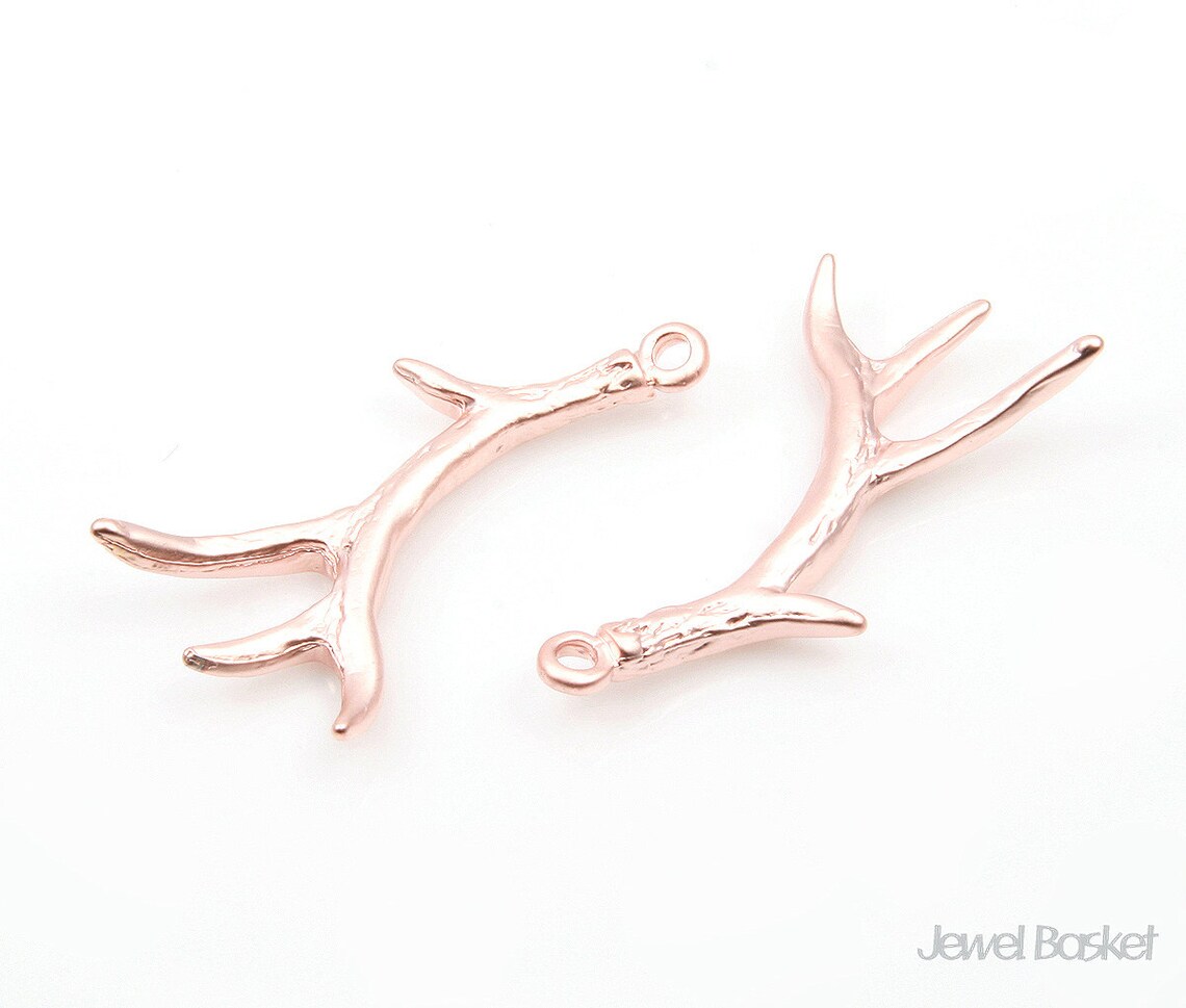 Matte Rose Gold Antler Charm 2pcs Antler Charm / 29.0mm X - Etsy