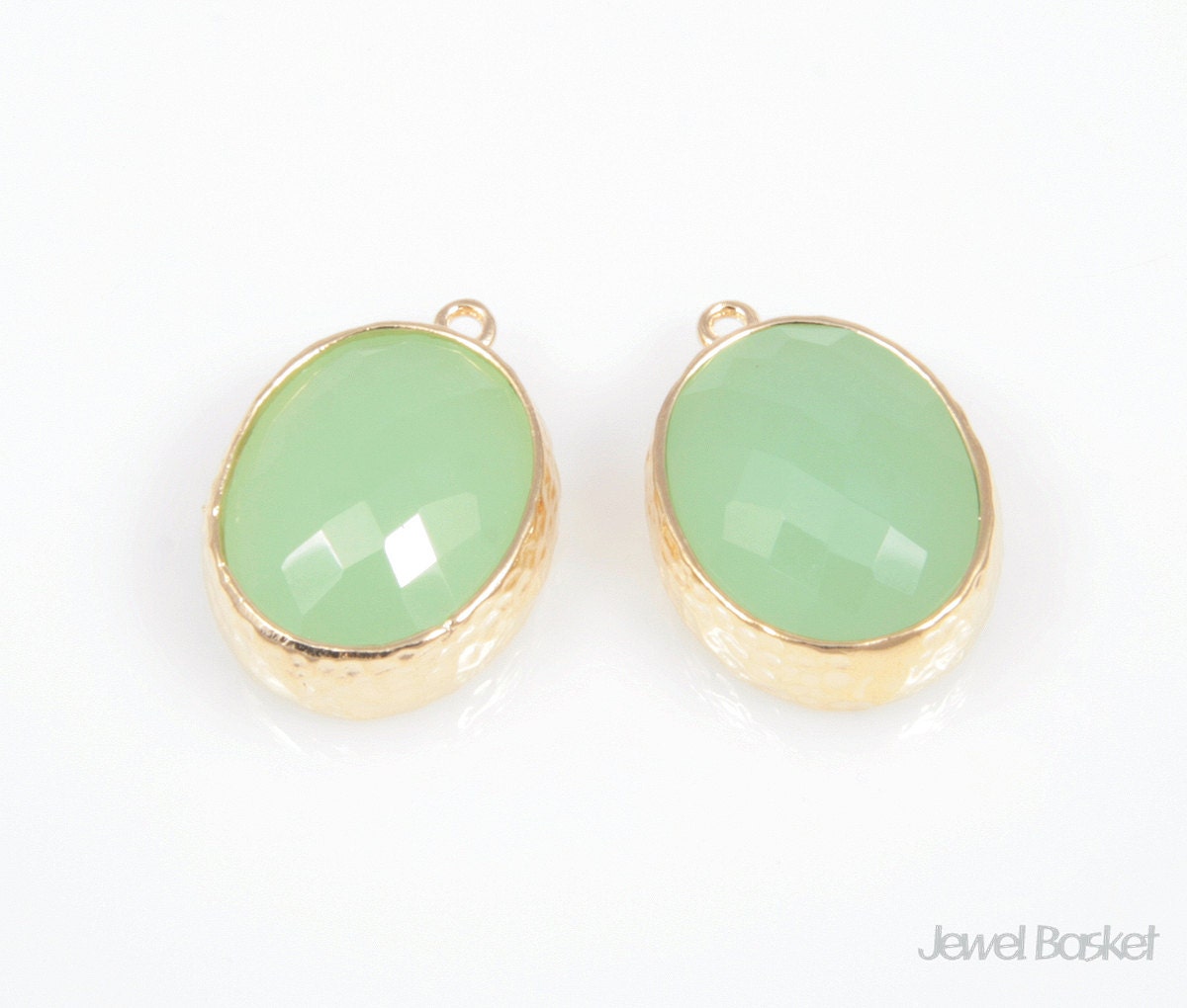 2pcs Light Mint Color Polished Gold Framed Glass Oval - Etsy