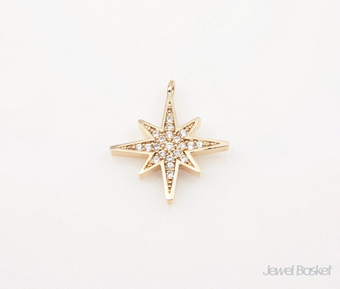 1pcs Big Star Pendant in Gold Plated with 21 Cubic Zirconia | Etsy