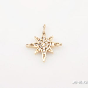 1pcs - Big Star Pendant in Gold Plated With 21 Cubic Zirconia / Cubic ...