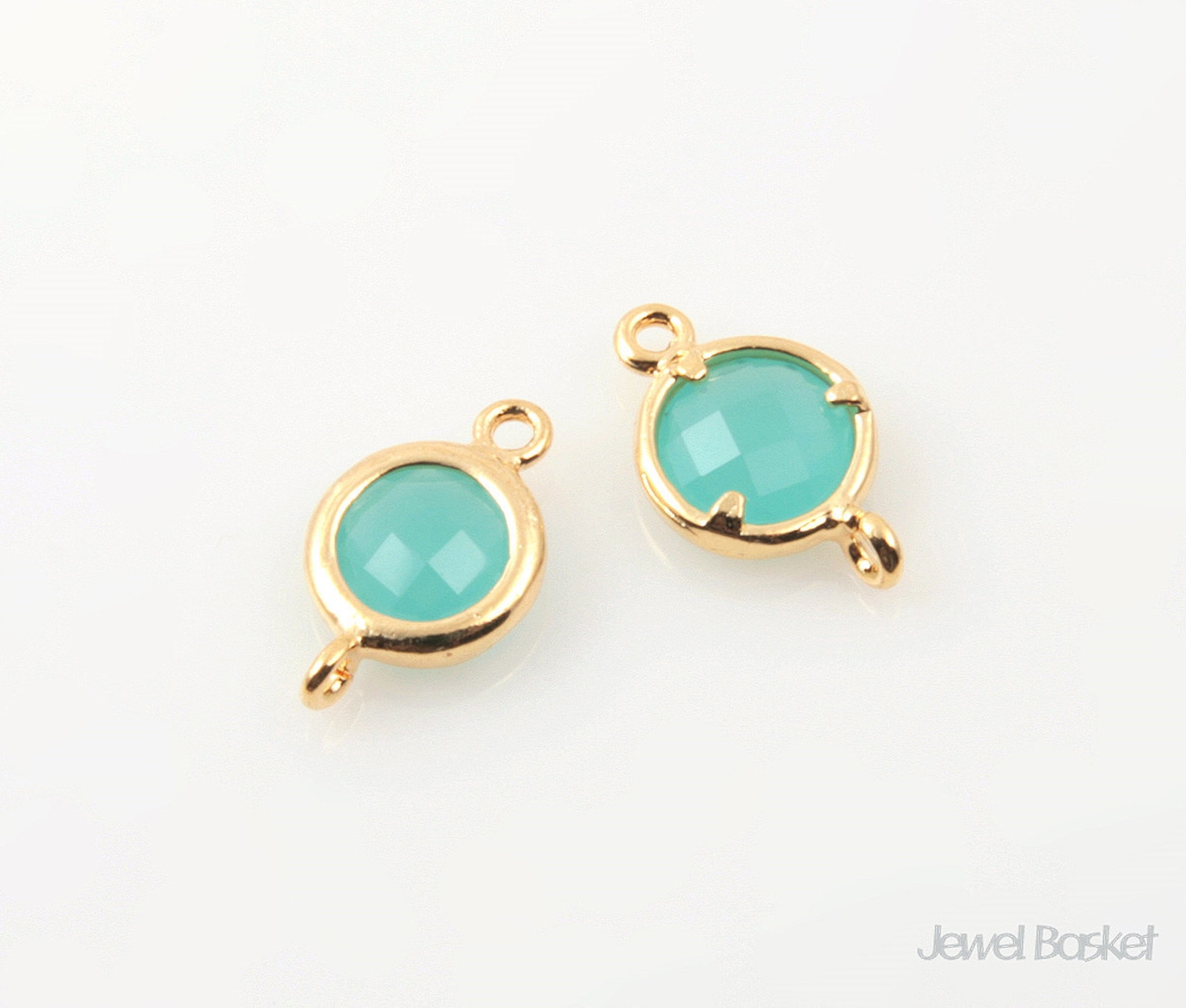 Mint Color Glass and Gold Frame Connector / 6mm X 10mm / SMTG059-C ...
