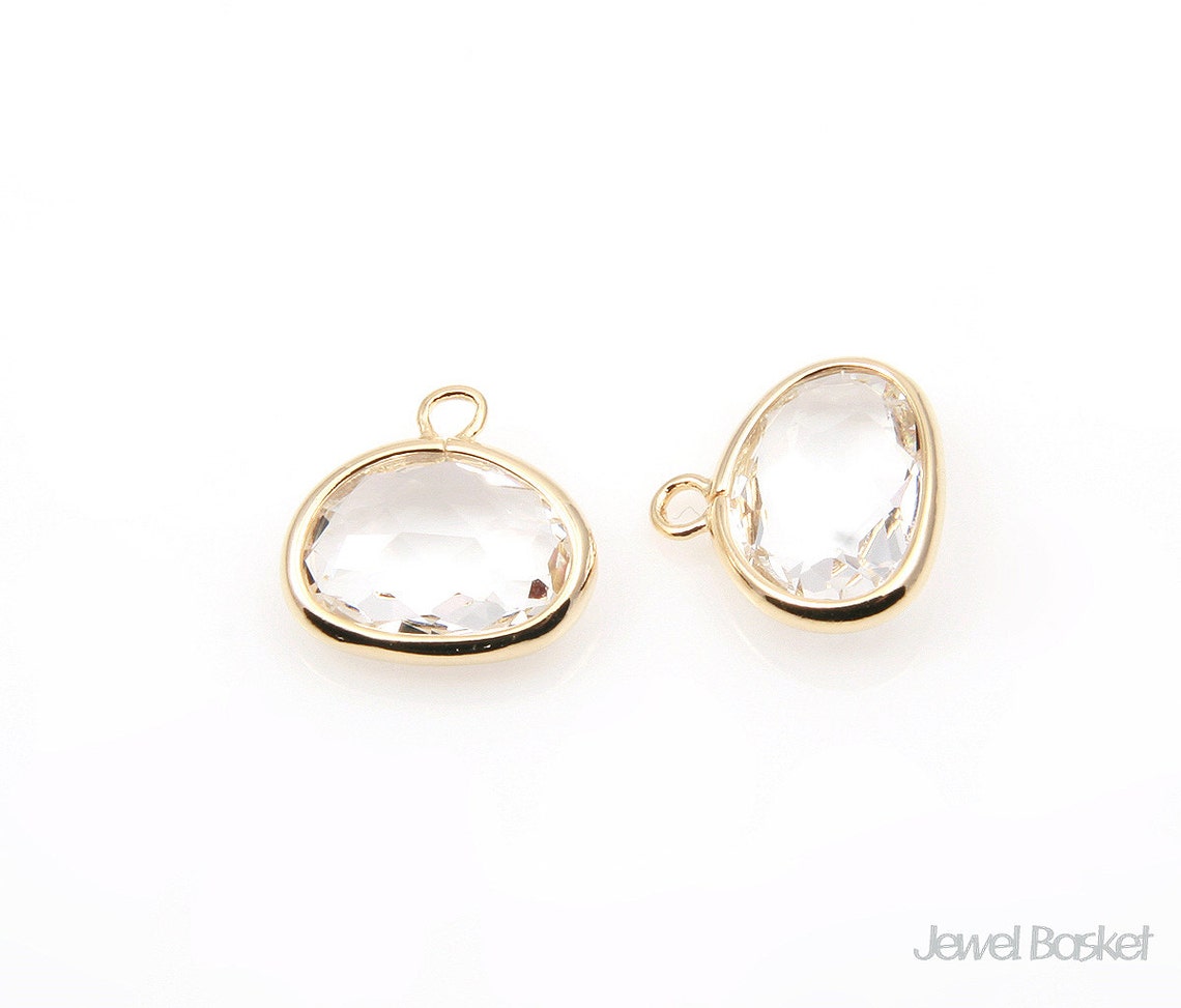 2pcs - Crystal Glass and Gold Frame Pendant / Crystal / Clear / 16k ...