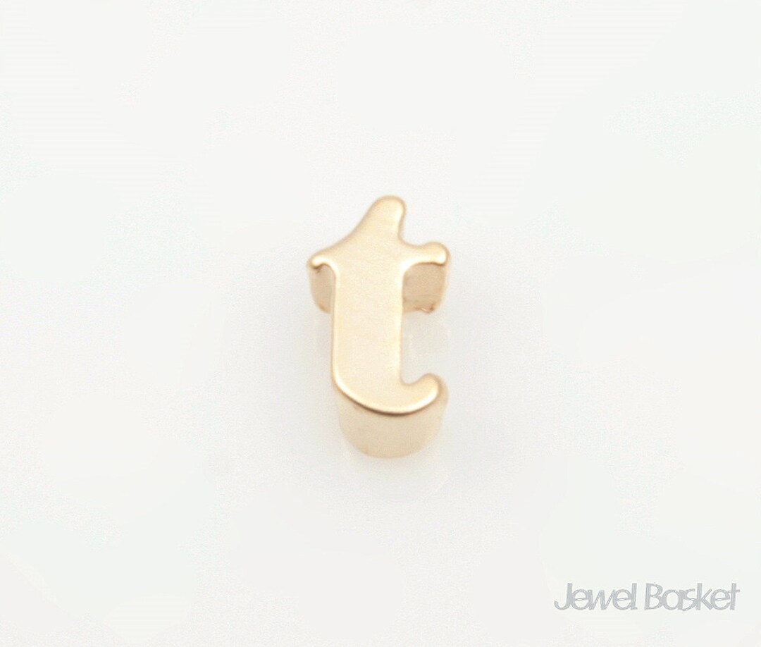 Matte Gold Lower Case Alphabet - 2pcs Small Letter "t" / 3.6mm X 6.7mm ...
