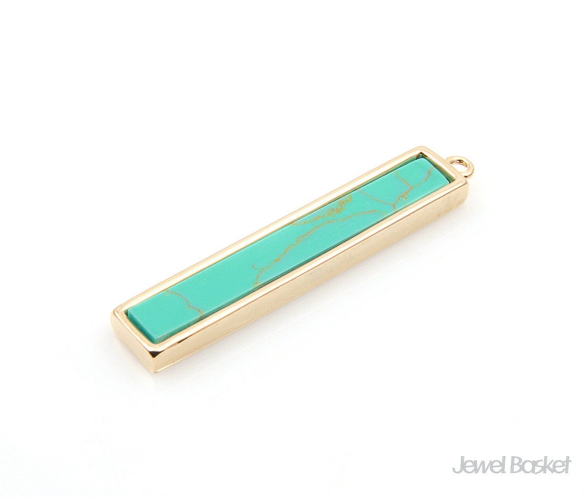 Turquoise Bar Pendant in Rhodium / 6.3mm X 34.5mm / STQS104-P - Etsy