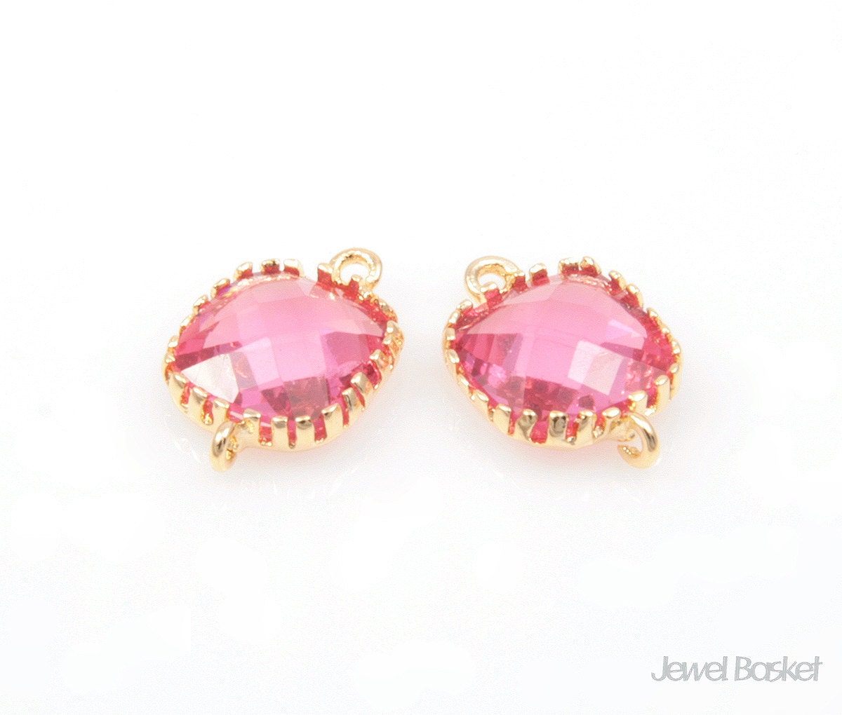 2pcs Ruby Color Glass and Gold Framed Connector / Ruby / Red - Etsy