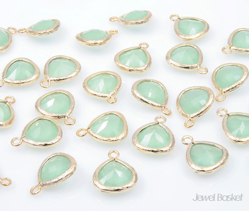 Light Mint Color Glass and Gold Framed Pendant 2pcs Light - Etsy