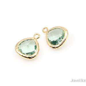 Erinite Color Glass and Gold Framed Pendant - 2pcs Erinite Glass ...