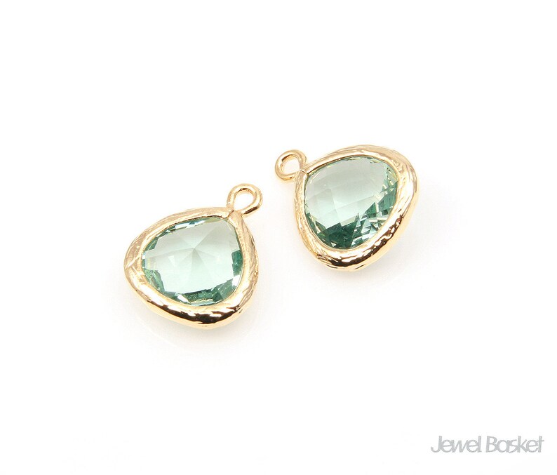 Erinite Color Glass and Gold Framed Pendant - 2pcs Erinite Glass ...