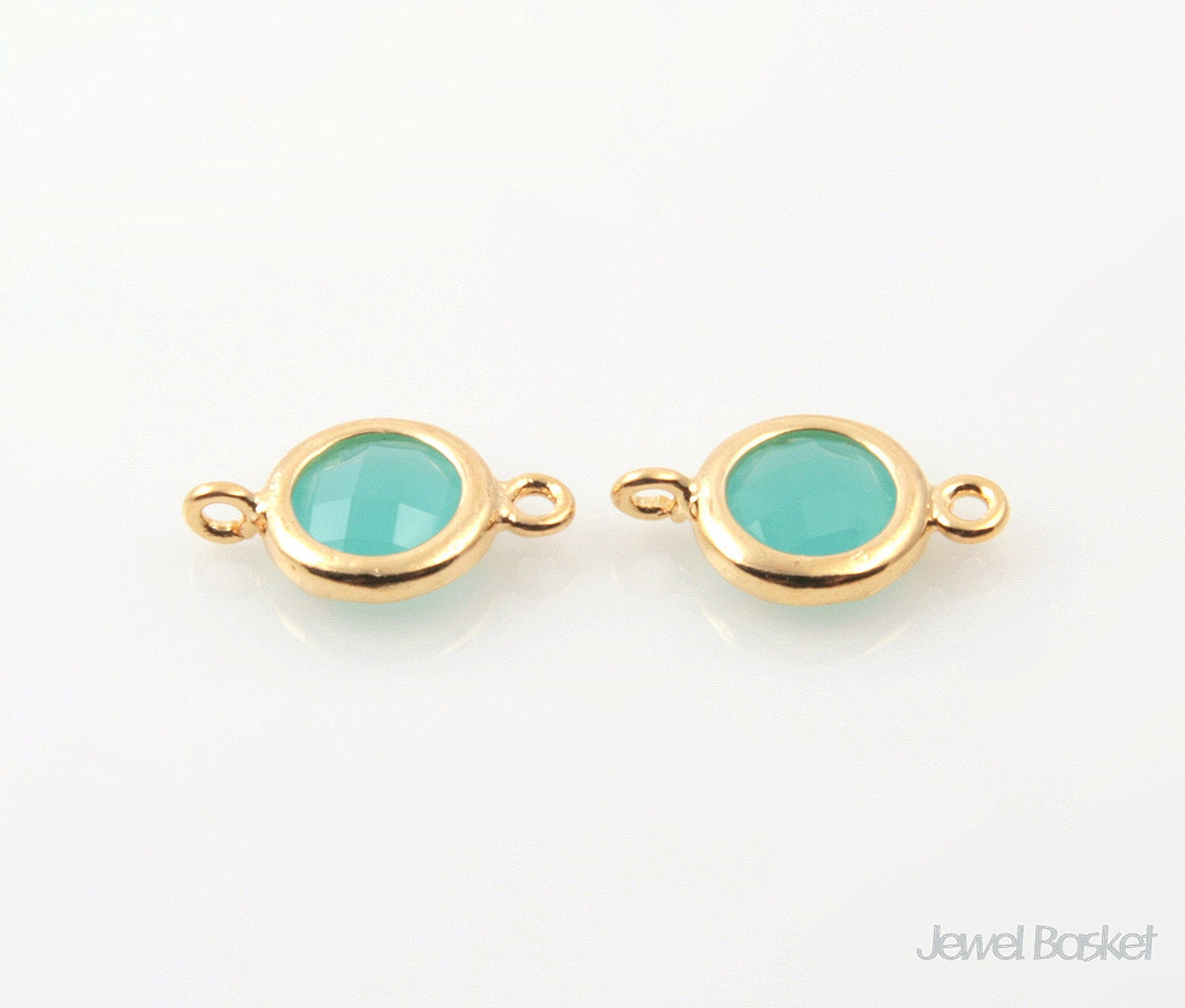 Mint Color Glass and Gold Frame Connector / 6mm X 10mm / SMTG059-C ...