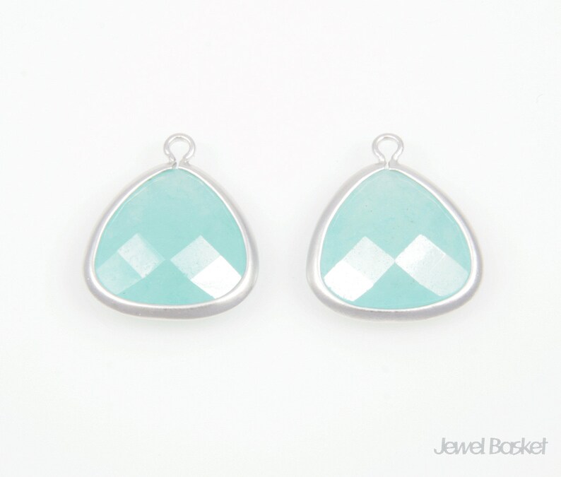 2pcs Ice Mint Color and Silver Framed Gemstone Pendent / Ice | Etsy