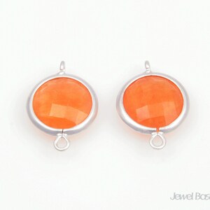 Orange Color and Matted Silver Framed Round Connector for Handmade ...