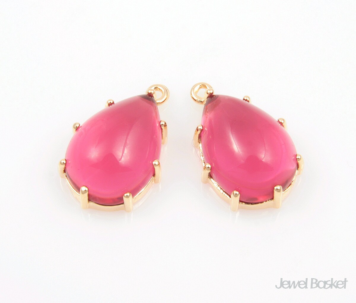 2pcs Ruby Color and Gold Framed Teardrop Pendant / 10mm X | Etsy