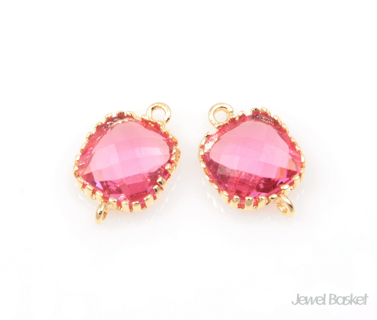 2pcs Ruby Color Glass and Gold Framed Connector / Ruby / Red - Etsy