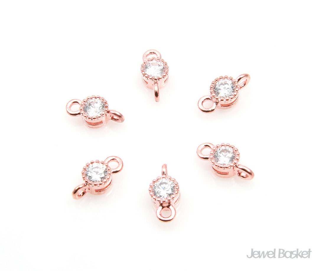CRG004-C2 (6pcs) / Tiny Cubic Connector in Rose Gold Ver.2 / 4mm X 9mm ...