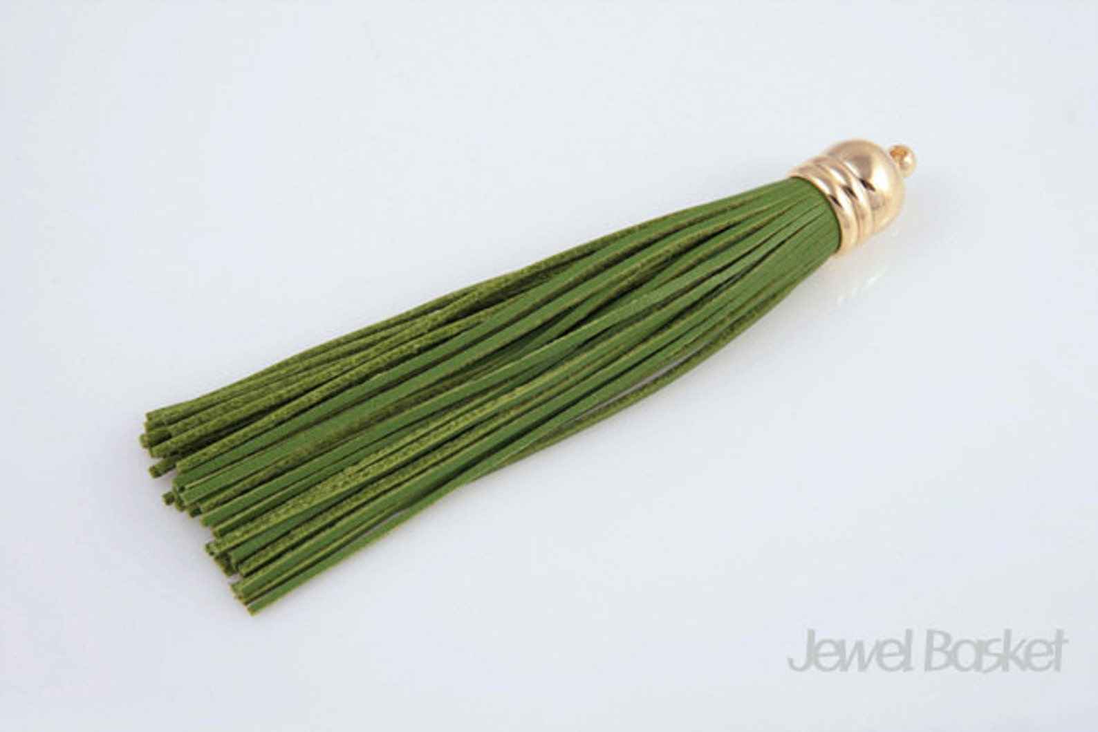 1pcs - Green Color Genuine Leather Tassel With Gold Cap / Green / 16k ...