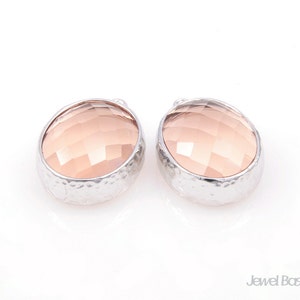 Light Peach Color Glass and Silver Framed Oval Pendent - 2pcs Light ...