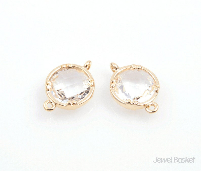 2pcs Crystal Color and Gold Framed Round Connector / Crystal - Etsy
