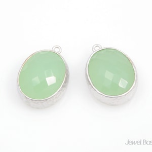 2pcs - Light Mint Color Matte Silver Framed Glass Oval Pendent / Light ...