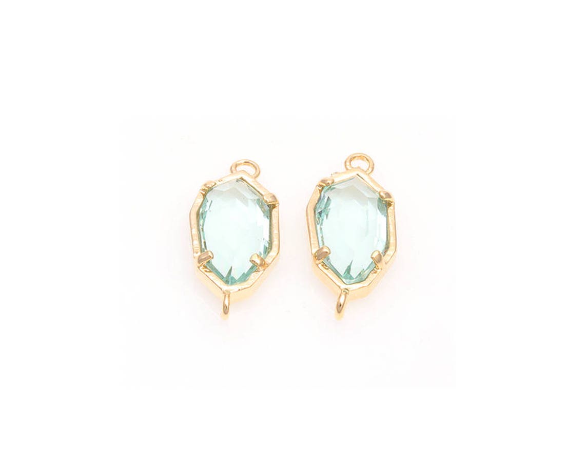 2pcs Erinite Color and Gold Framed Glass Connector / Erinite | Etsy