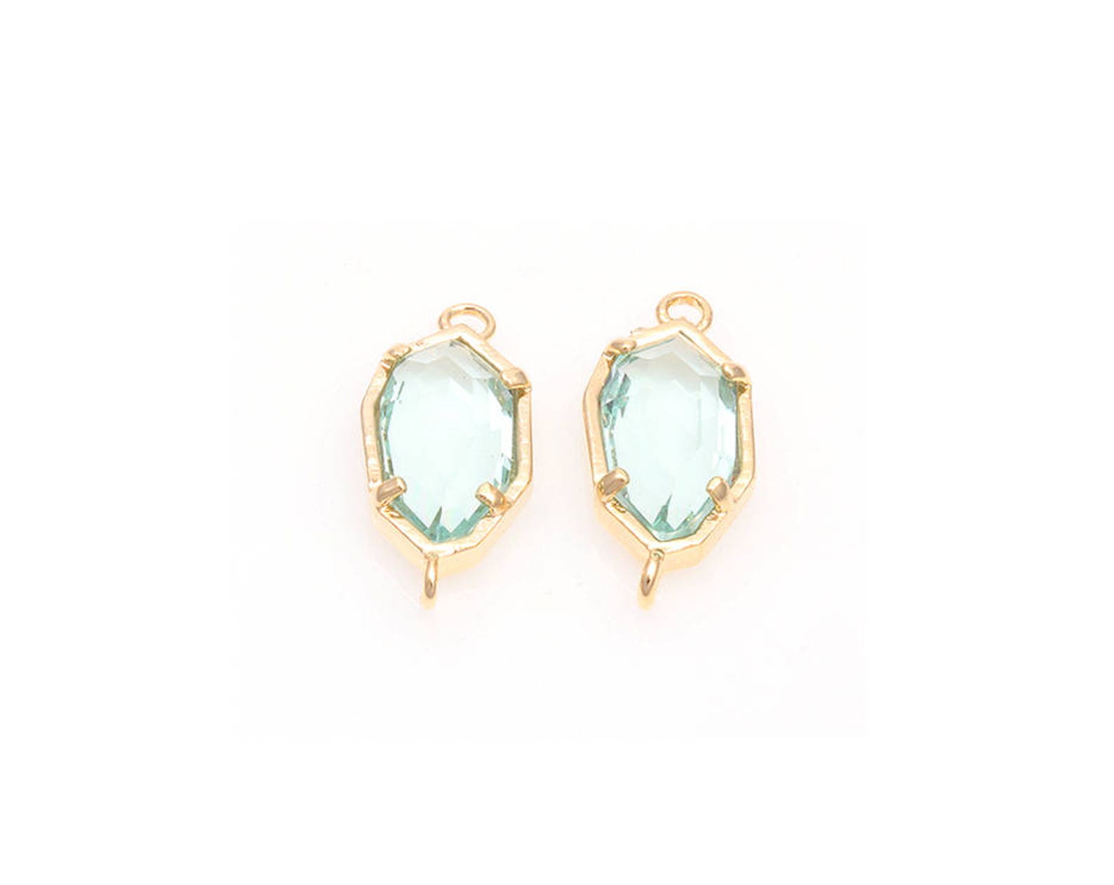 2pcs Erinite Color and Gold Framed Glass Connector / Erinite | Etsy