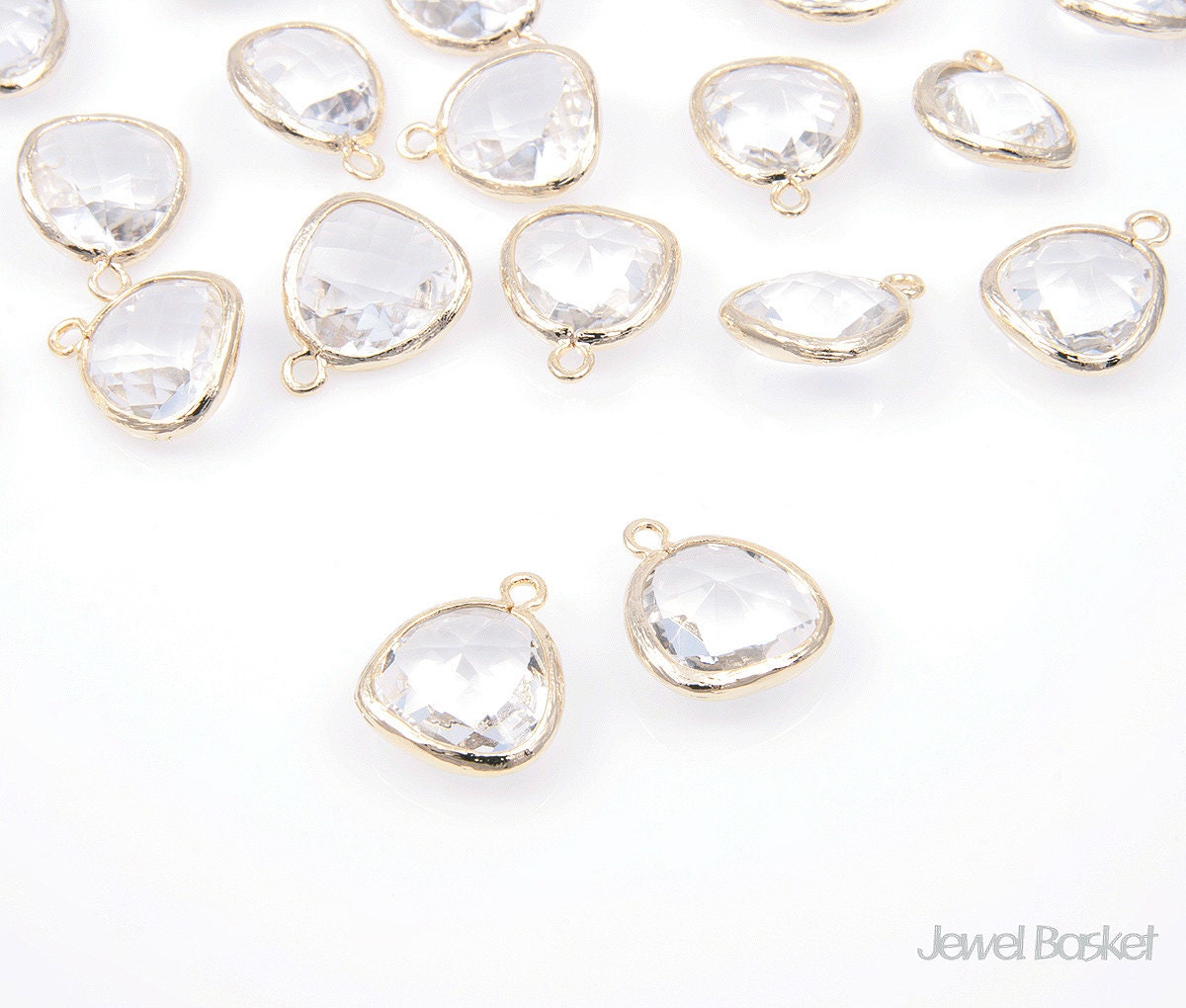 2pcs Crystal Color and Gold Framed Glass Pendent / Crystal / | Etsy